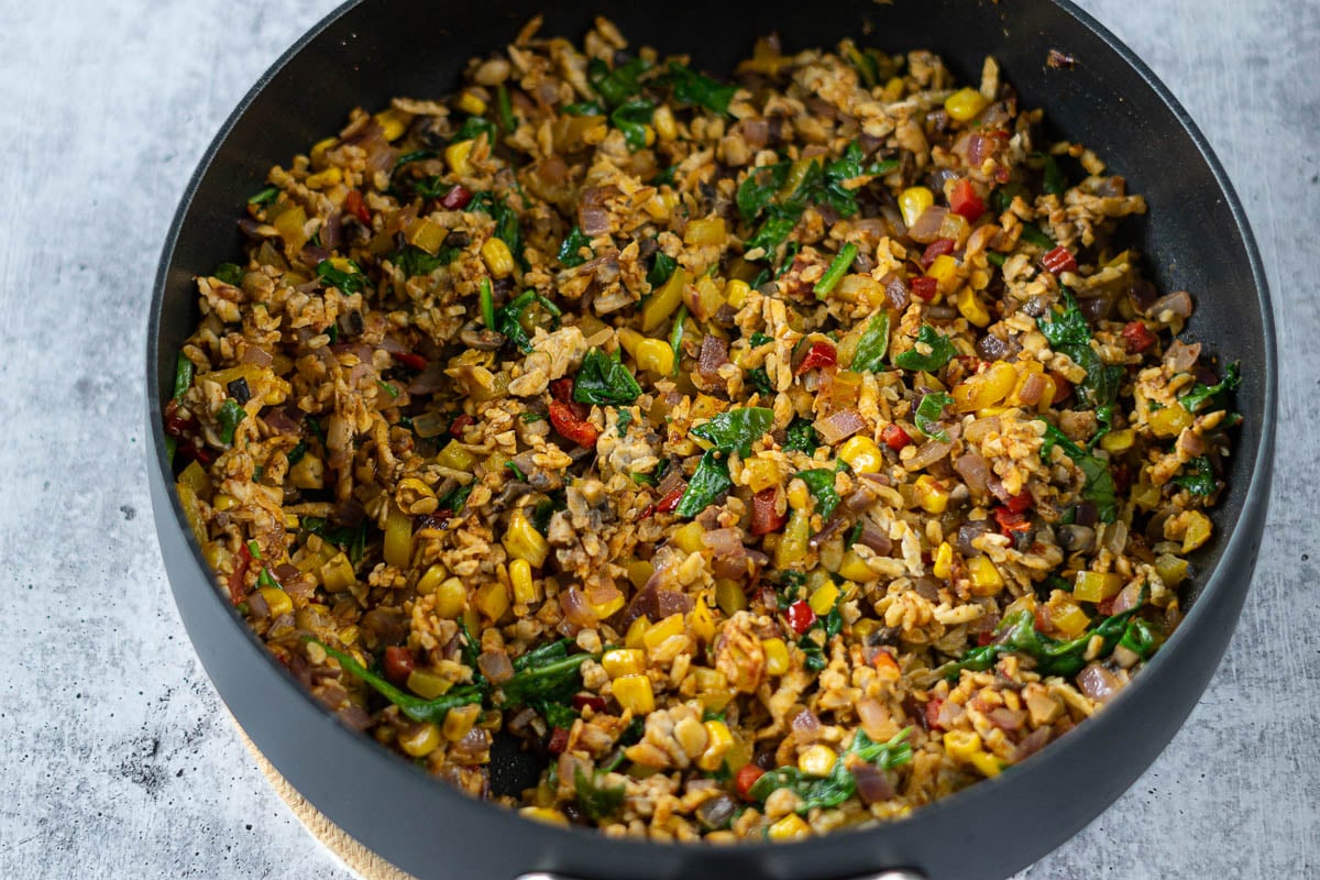 Vegetarian Quesadillas with Crumbled Tempeh Share the Spice