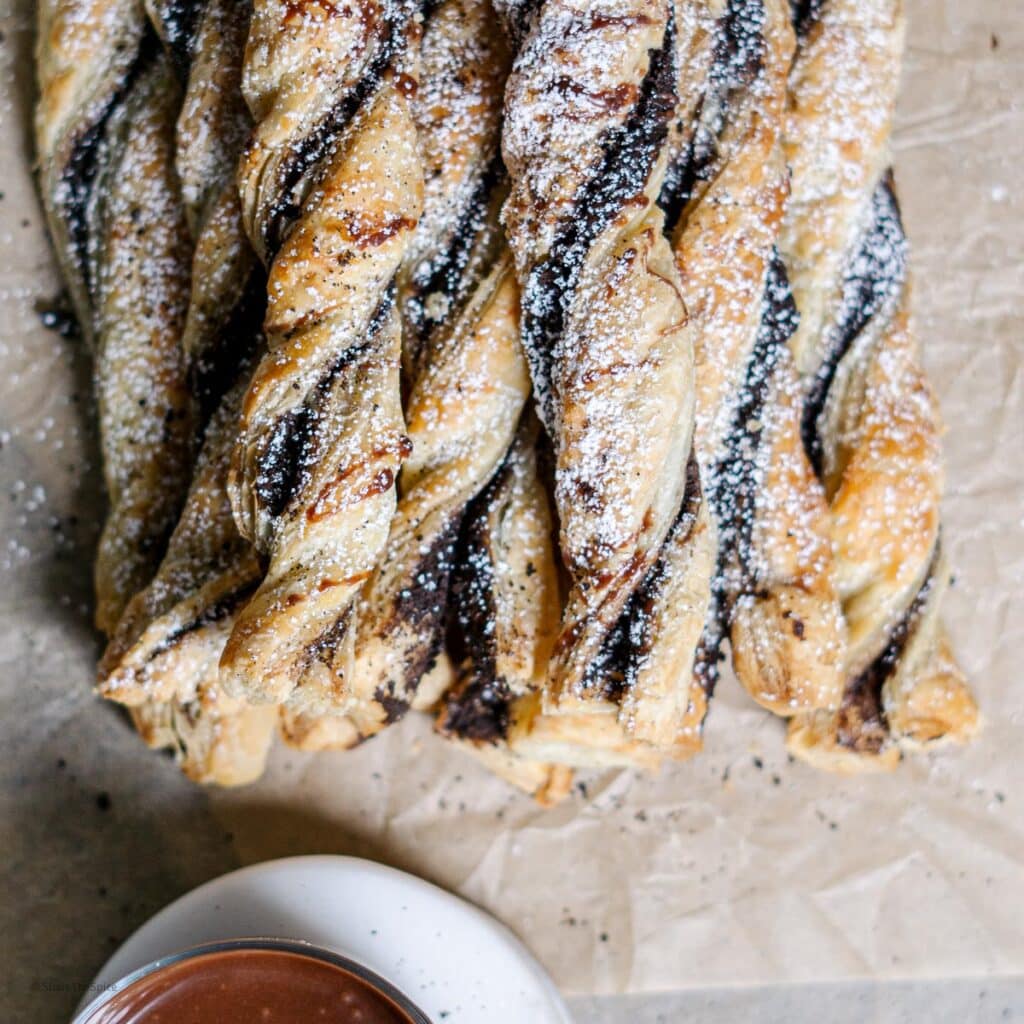 Oreo Puff Pastry Twists with Nutella Glaze Share the Spice