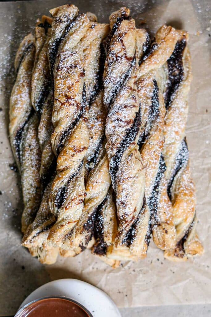 Oreo Puff Pastry Twists with Nutella Glaze Share the Spice