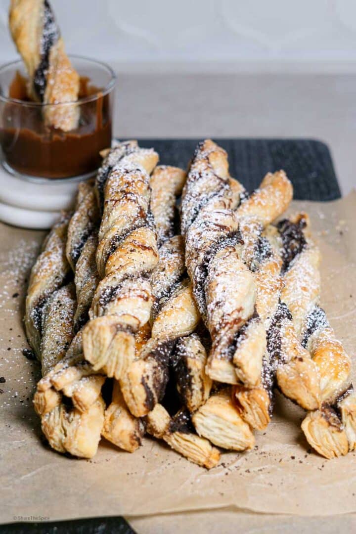 Oreo Puff Pastry Twists with Nutella Glaze Share the Spice
